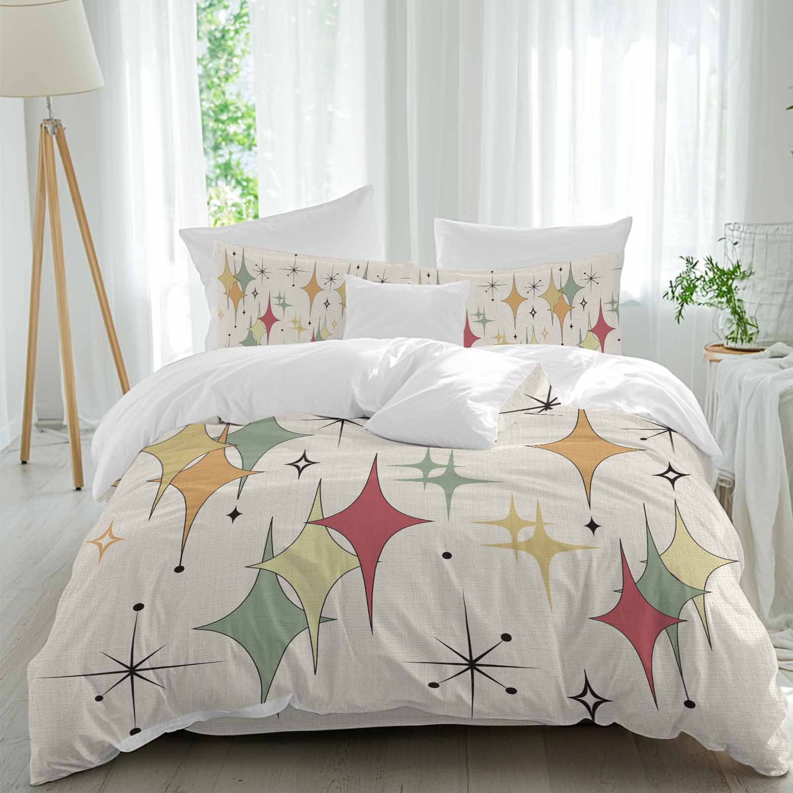 4 Piece Duvet Cover Set Full, Mid Century Abstract Diamond Soft ...
