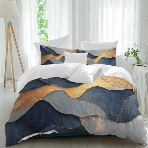 4 Piece Duvet Cover Set Full, Modern Abstract Ombre Geometric Soft ...