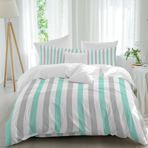4 Piece Duvet Cover Set Full, Modern Colorful Gradient Geometric Line ...