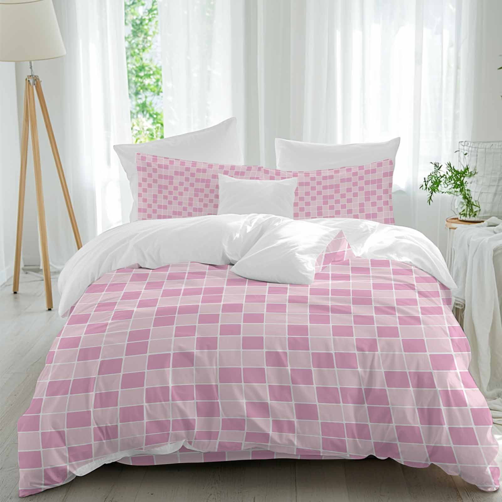 4 Piece Duvet Cover Set Full, Modern Geometric Square Lattice Soft ...