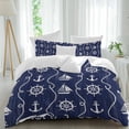 4 Piece Duvet Cover Set Full, Nautical Anchor Sailboat Soft Breathable ...