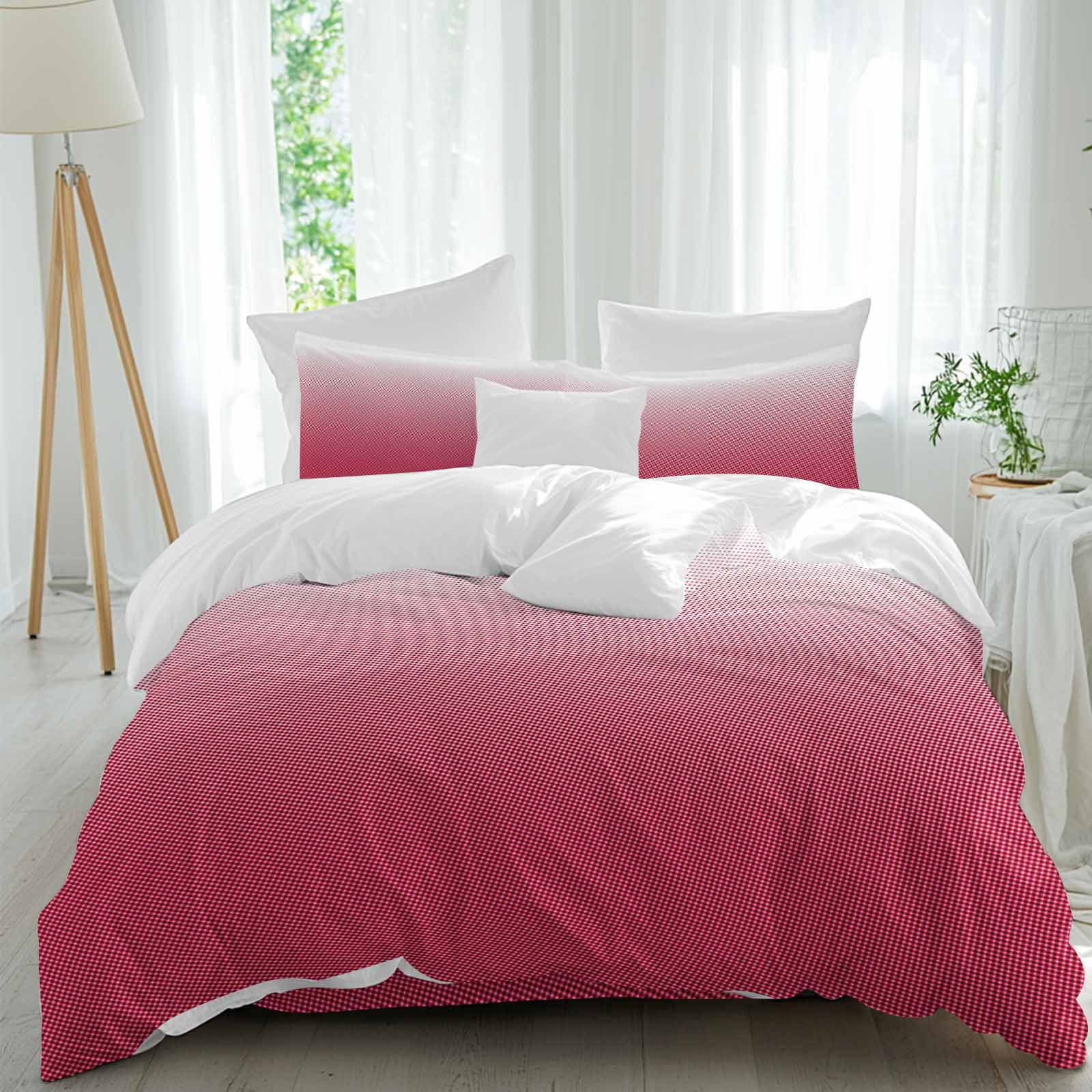 4 Piece Duvet Cover Set Full, Red Gradient Soft Breathable Bedding Set ...