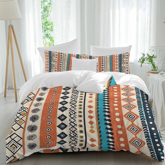 4 Piece Duvet Cover Set Full, Retro Bohemian Art Soft Breathable ...