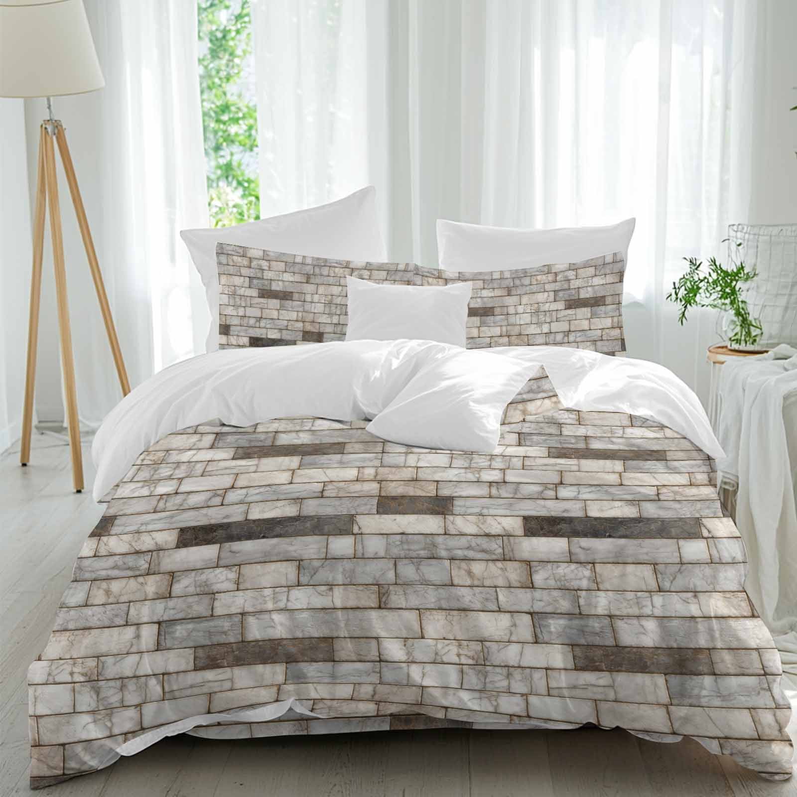 4 Piece Duvet Cover Set Full, Retro Marble Texture Pattern Soft ...