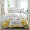 4 Piece Duvet Cover Set Full, Rustic Farmhouse Rabbit Flower Soft ...