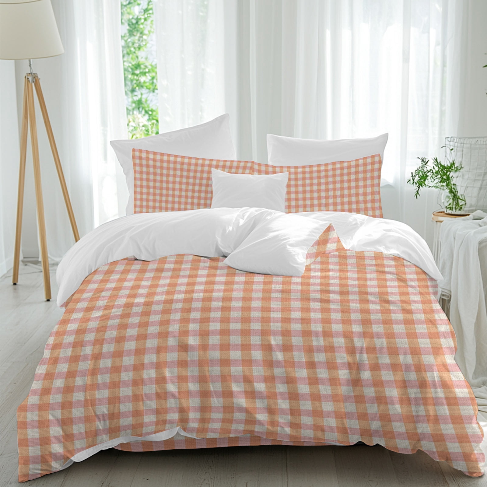 4 Piece Duvet Cover Set Full, Rustic Vintage Buffalo Plaid Soft ...
