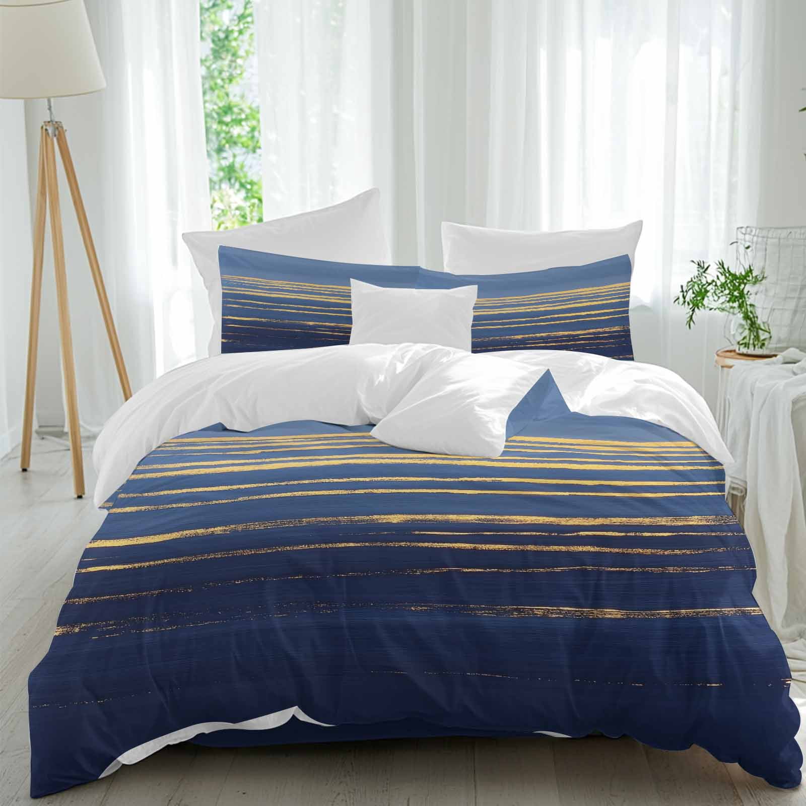 4 Piece Duvet Cover Set Full, Sea Sunrise Golden Water Ripple Soft ...