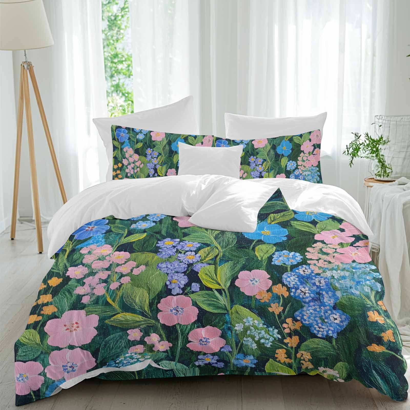 4 Piece Duvet Cover Set Full, Spring Colorful Blossom Flower Soft ...