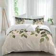 4 Piece Duvet Cover Set Full, Spring Green Leaves on Vintage Linen Soft ...