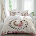 4 Piece Duvet Cover Set Full, Spring Rose Horseshoes Leaf Soft ...