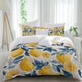 4 Piece Duvet Cover Set Full, Spring Summer Watercolor Lemon Blue ...