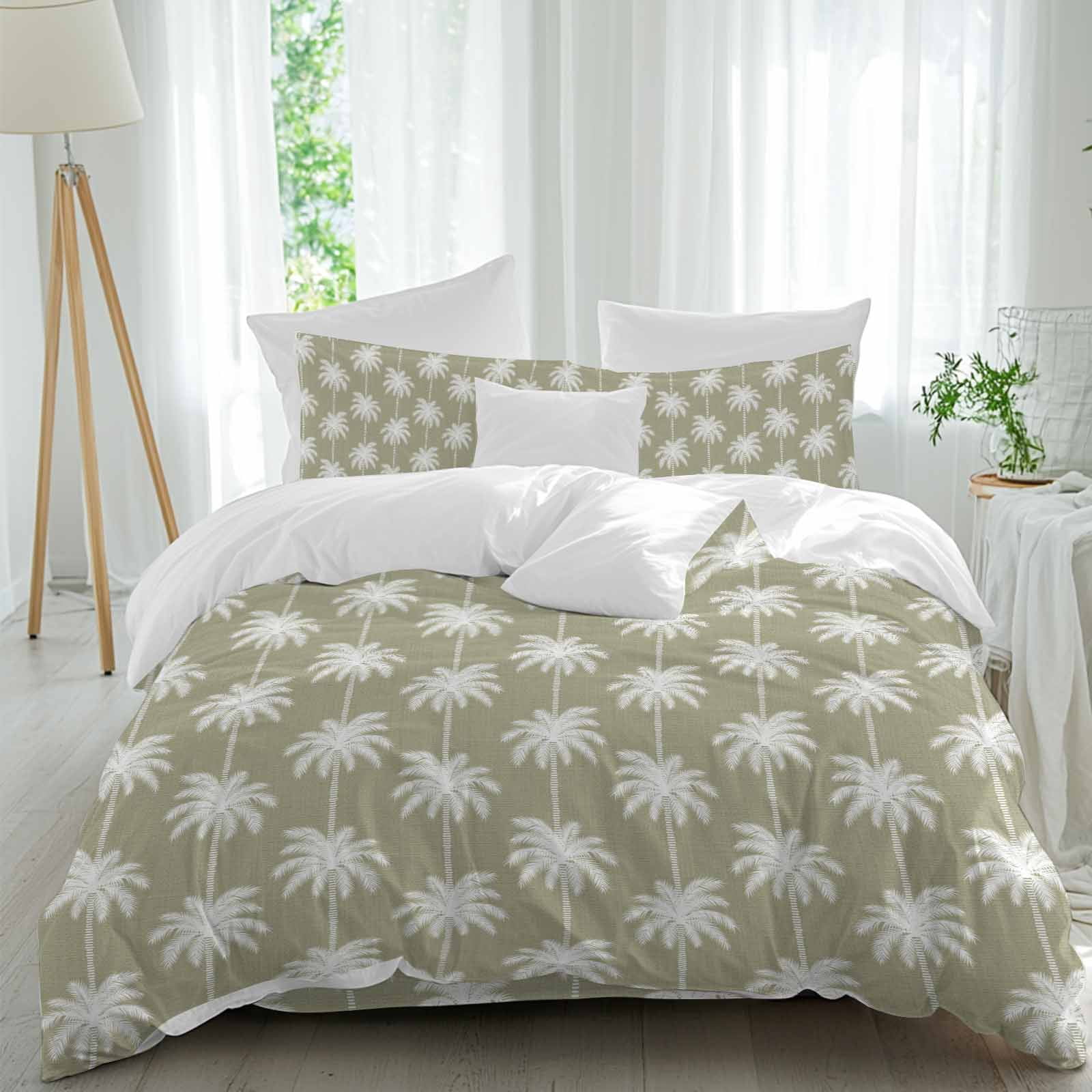 4 Piece Duvet Cover Set Full, Summer Beach Palm Trees Soft Breathable ...