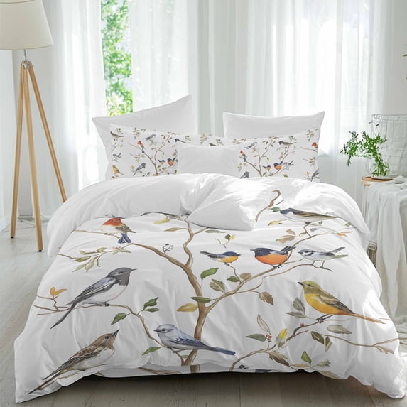 4 Piece Duvet Cover Set Full, Summer Bird on Tree Branch Soft ...