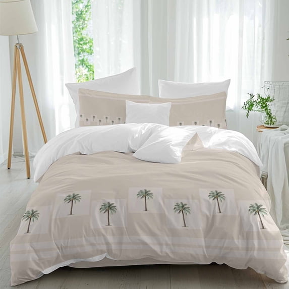 4 Piece Duvet Cover Set Full, Summer Tropical Palm Tree Soft Breathable ...