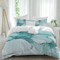 4 Piece Duvet Cover Set Full, Teal Marble Gradient Water Ripple Soft ...