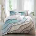 4 Piece Duvet Cover Set Full, Teal Stripes Gradient Water Ripple Soft ...