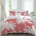 4 Piece Duvet Cover Set Full, Tropical Trees Coral Red Burlap Soft ...