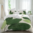 4 Piece Duvet Cover Set Full, Vintage Green Large Banana Leaves Soft ...