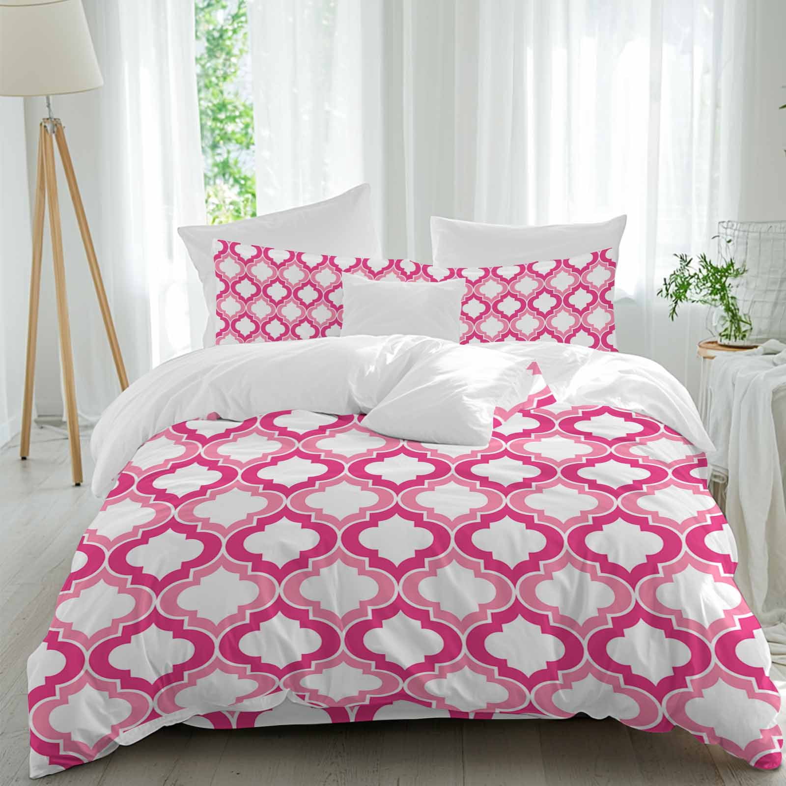 4 Piece Duvet Cover Set Full, Vintage Valentine's Day Morocco Plaid ...
