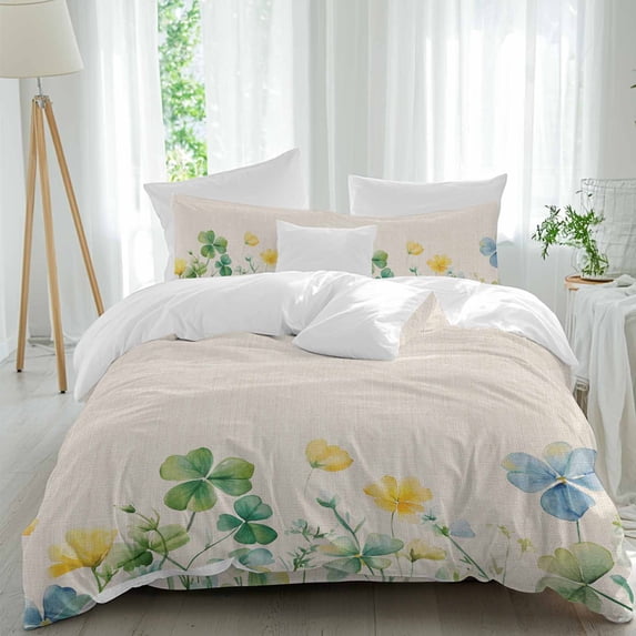 4 Piece Duvet Cover Set Full, Watercolor Butterfly Spring Flower Soft ...