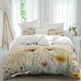 4 Piece Duvet Cover Set Full, Watercolor Floral Welcome Quote Soft ...