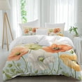 4 Piece Duvet Cover Set Full, Watercolor Poppy Flower Soft Breathable ...