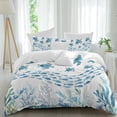 4 Piece Duvet Cover Set Full, Watercolor Sea Turtle Fish Seaweed Soft ...