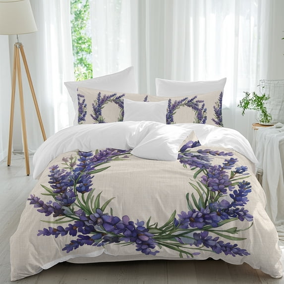 4 Piece Duvet Cover Set Full, Watercolor Spring Garland Soft Breathable ...
