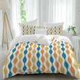 4 Piece Duvet Cover Set Full, Yellow Color Block Teal Abstract ...