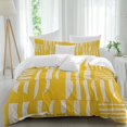4 Piece Duvet Cover Set Full, Yellow White Stripes Soft Breathable ...