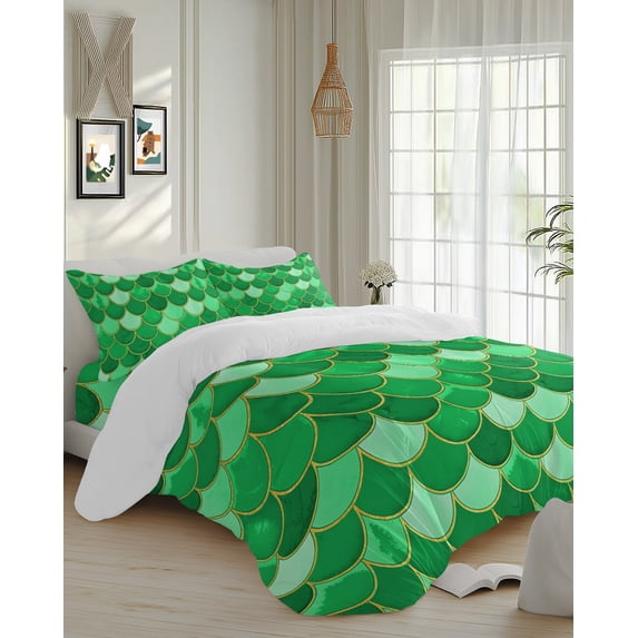 4 Piece Duvet Cover Set Queen, Abstract Fish Scales Pattern Soft ...