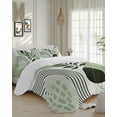 4 Piece Duvet Cover Set Queen, Abstract Mid Century Green Color Block ...