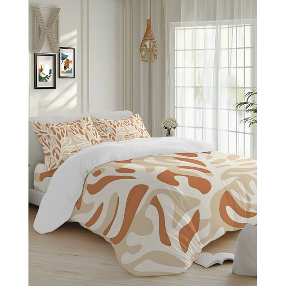 4 Piece Duvet Cover Set Queen, Abstract Ocean Gradient Coral Soft ...
