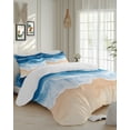 4 Piece Duvet Cover Set Queen, Blue Gradient Wave Beach Soft Breathable ...