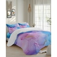 4 Piece Duvet Cover Set Queen, Blue Pink Gradient Marble Gold Foil Soft ...