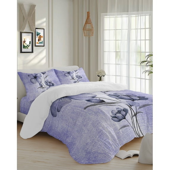 4 Piece Duvet Cover Set Queen, Farm Flowers Plant Still Life Soft ...