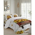 4 Piece Duvet Cover Set Queen, Farmhouse Red Truck Sunflower Soft ...