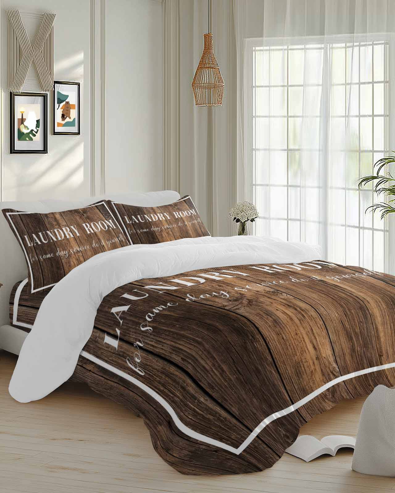4 Piece Duvet Cover Set Queen, Laundry Room Words Soft Breathable ...