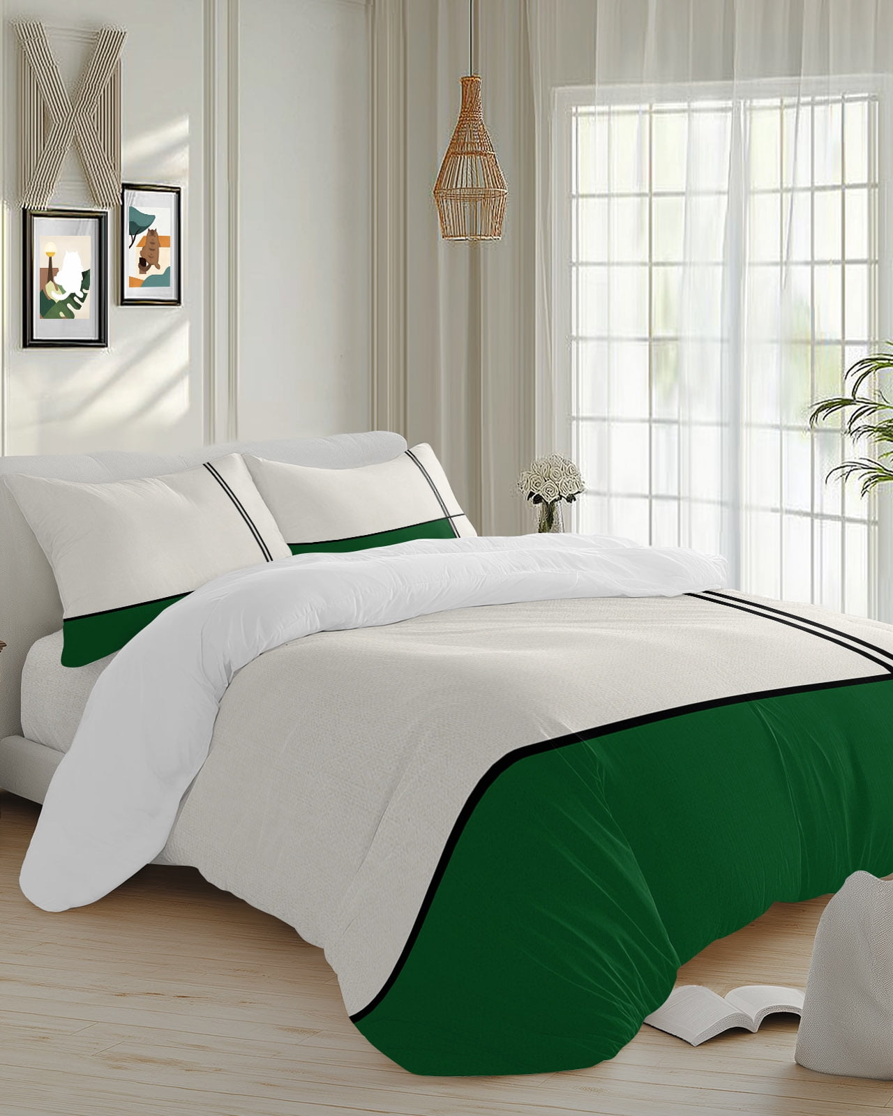 4 Piece Duvet Cover Set Queen, Modern Abstract Minimalism Soft ...