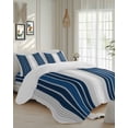 4 Piece Duvet Cover Set Queen, Modern Gradient Blue Gray Stripes Soft ...