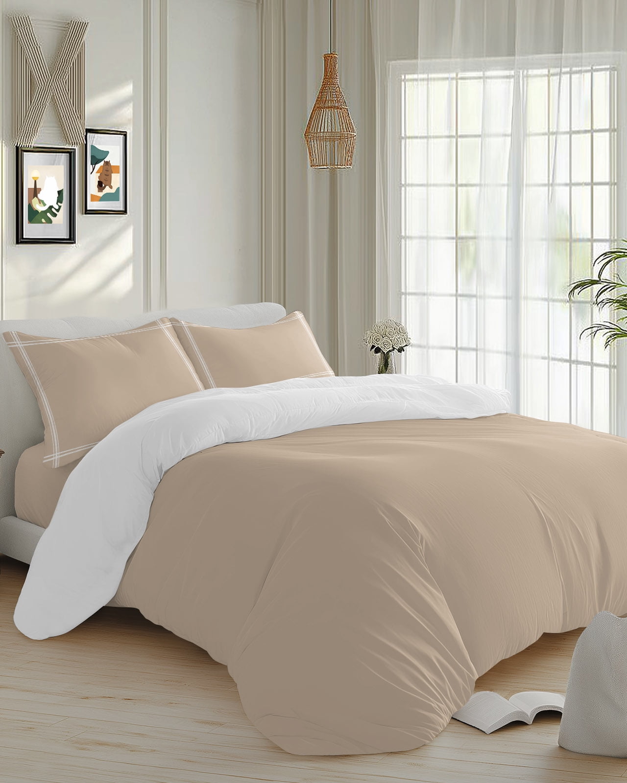4 Piece Duvet Cover Set Queen, Pure Color Colors Of Light Charcoal Soft ...