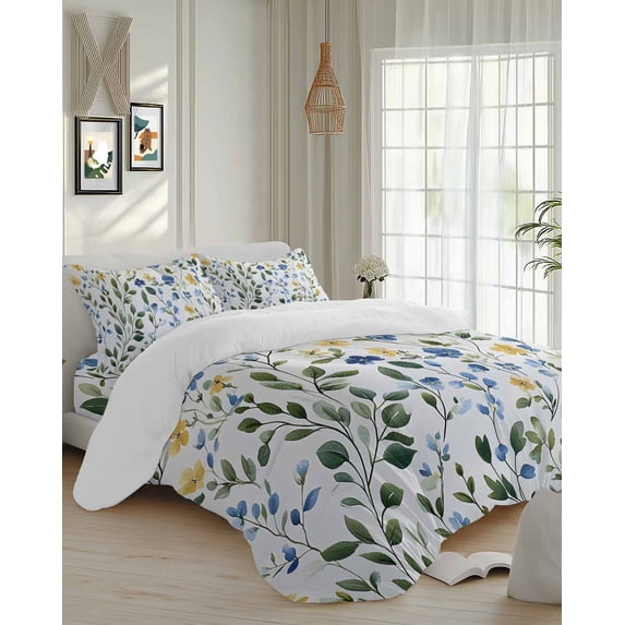 4 Piece Duvet Cover Set Queen, Small Flowers In Full Bloom Soft ...