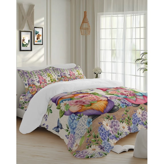 4 Piece Duvet Cover Set Queen, Spring Dwarf Flower Butterfly Soft ...