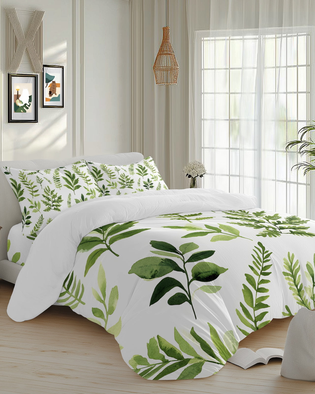 4 Piece Duvet Cover Set Queen, Spring Pastoral Gradient Herb Soft ...