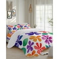 4 Piece Duvet Cover Set Queen, Spring Watercolor Floral Illustration ...