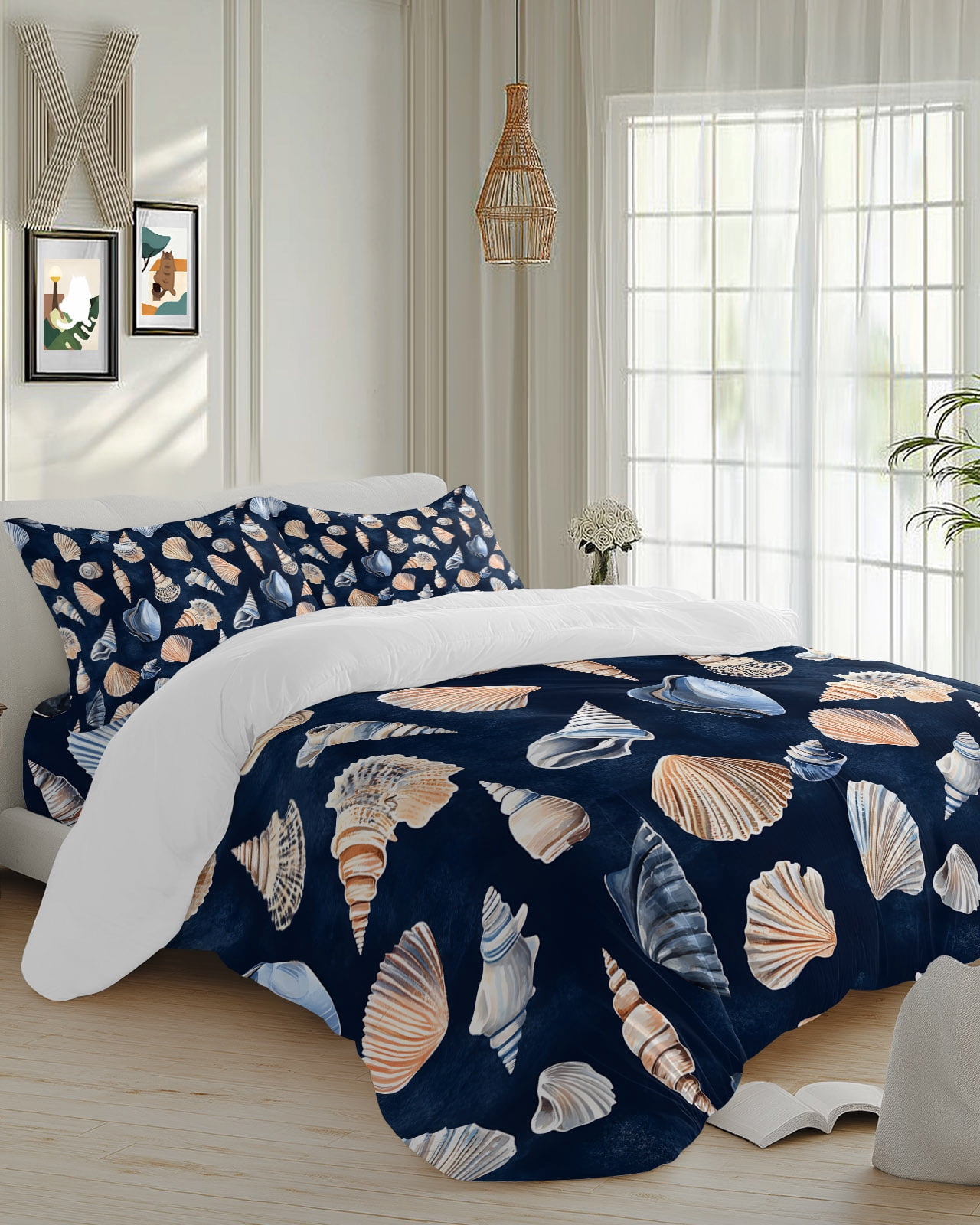 4 Piece Duvet Cover Set Queen, Summary Ocean Shell Conch Seamless Soft ...