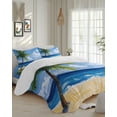 4 Piece Duvet Cover Set Queen, Summer Beach Coconut Tree Blue Ocean ...