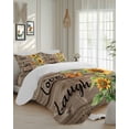 4 Piece Duvet Cover Set Queen, Summer Sunflower Green Leaves Butterfly ...