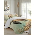 4 Piece Duvet Cover Set Queen, Watercolor Ocean Sea Turtle Coral Reef ...