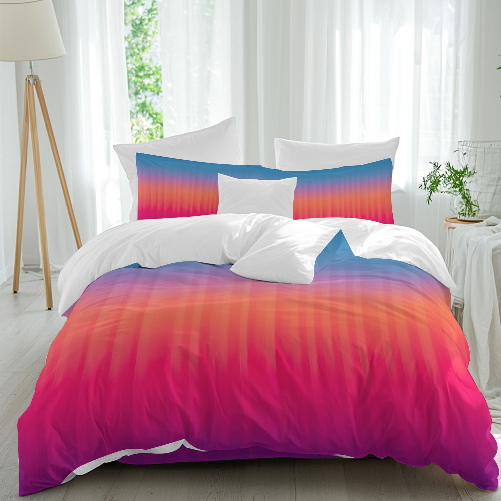 4 Piece Duvet Cover Set Twin, Abstract Color Gradient Art Soft ...